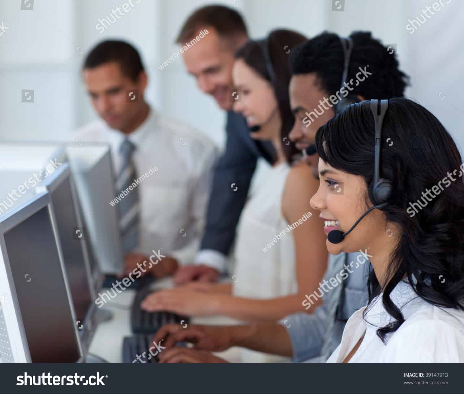 stock-photo-businesswoman-working-in-a-call-center-with-her ...